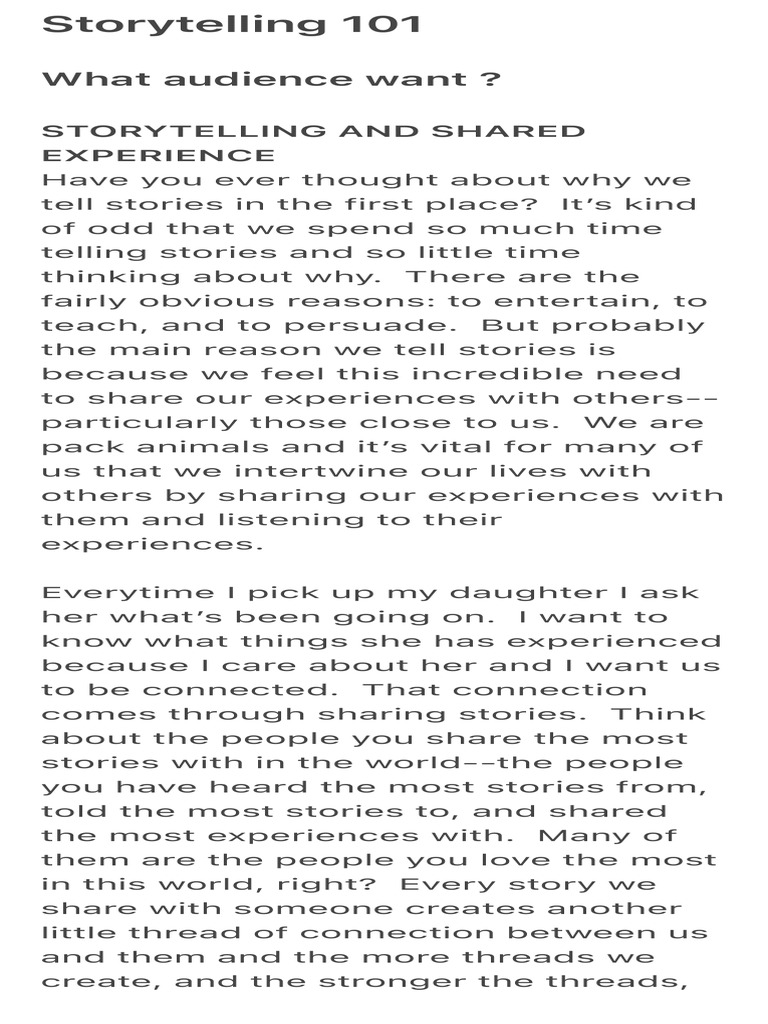 Storytelling 101 | PDF | Storytelling | Thought