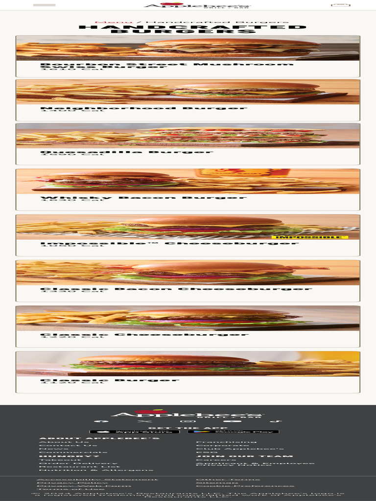 Applebee's® Menu - Handcrafted Burgers | PDF