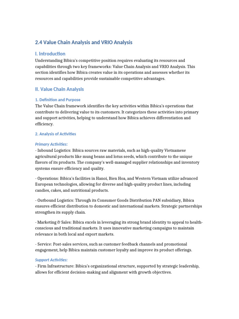 2.4 Value Chain and VRIO Analysis | PDF | Value Chain | Business Process