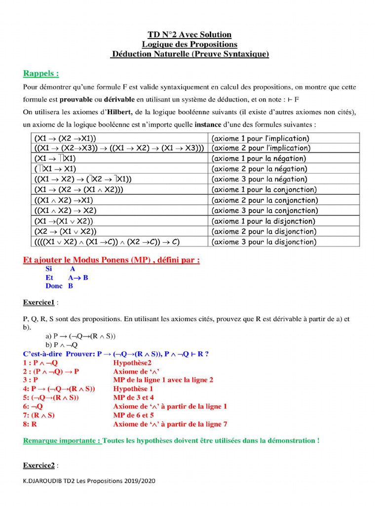 TD2 Propositions Solution | PDF