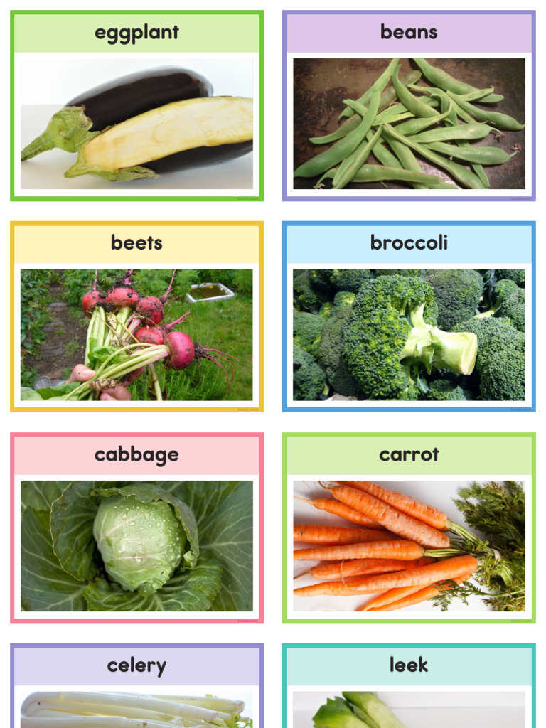 Vegetable Photo Flash Cards Us e 1722600713 - Ver - 2 | PDF