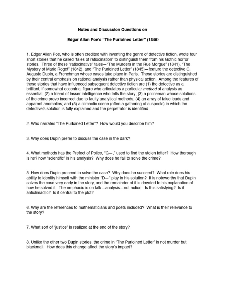 Notes and Discussion Questions On Poes T | PDF