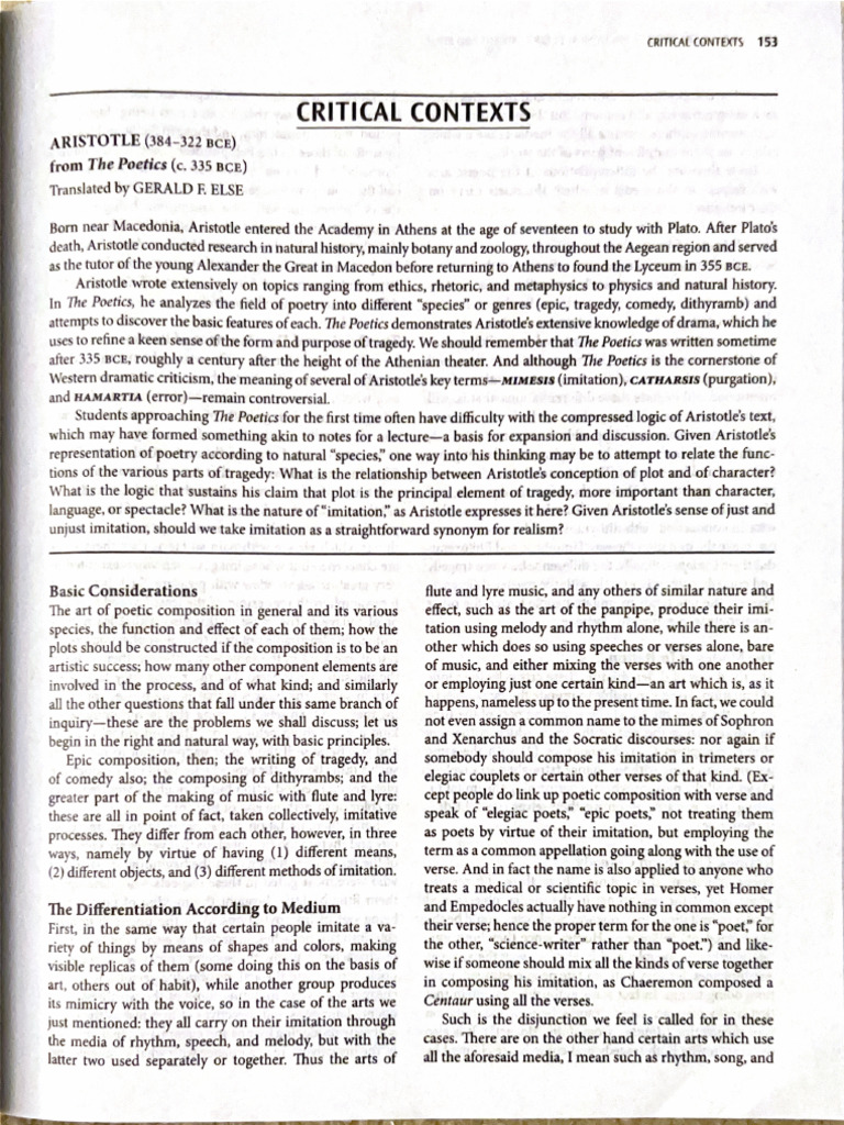 ARISTOTLE From The Poetics | PDF