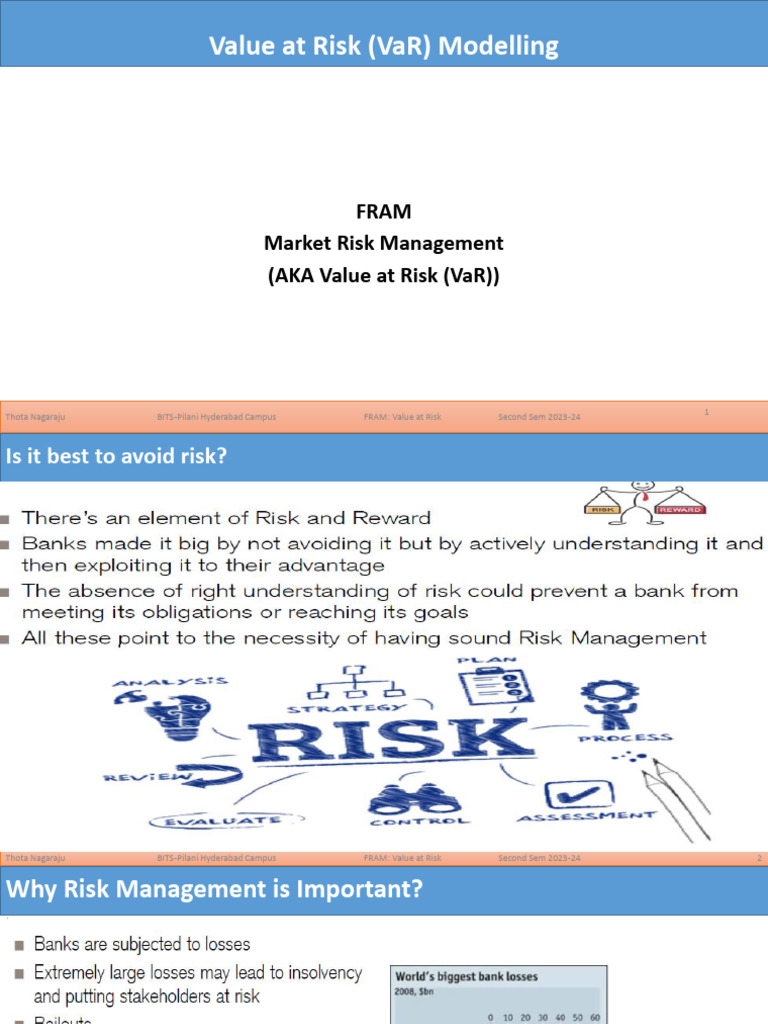 Value at Risk (Var) Modelling: Thota Nagaraju | PDF | Value At Risk | Risk
