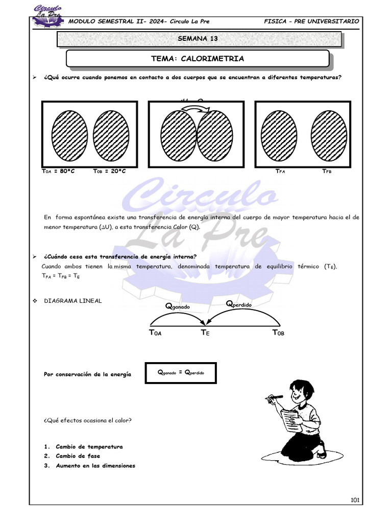 Separata 13 Semestral Ii - Agosto - Diciembre - Fisica 2024 (Calorimetria) | PDF | Calor | Fase ...