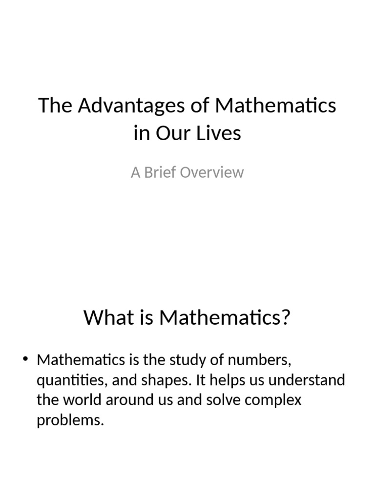 Advantages of Mathematics | PDF | Career & Growth