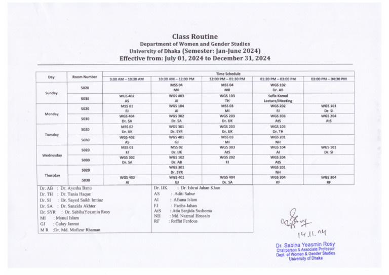 Class Routine Updated On 14-11-2024 | PDF