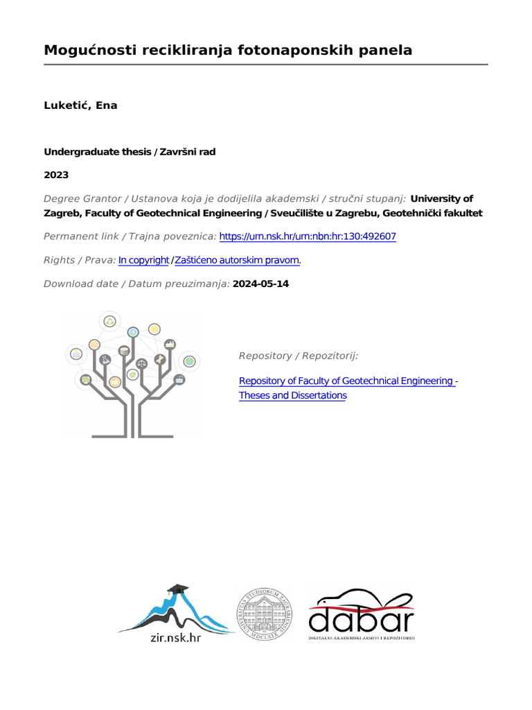 Ena Luketic Mogucnosti Recikliranja Fotonaponskih Panela 2 | PDF