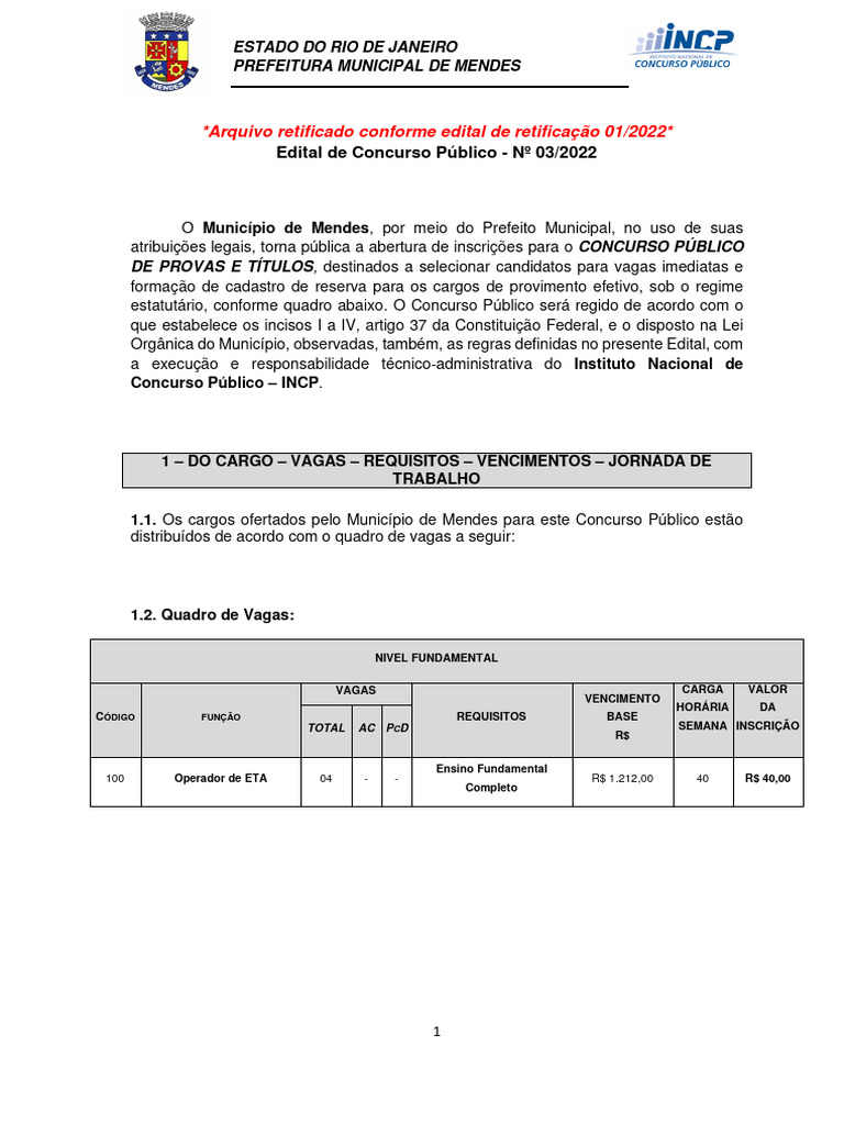 Edital Retificado | PDF