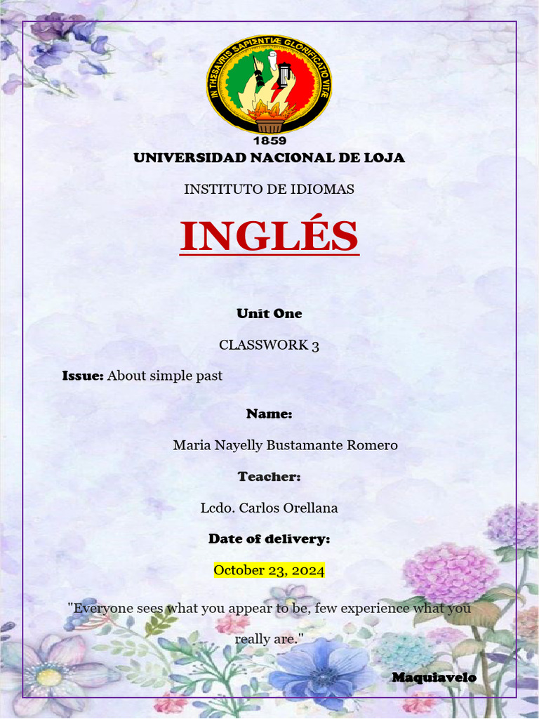 Ingles - Classwork 3 | PDF