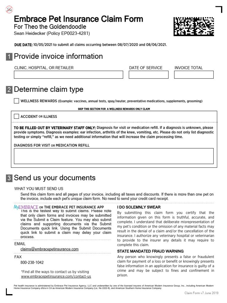 Embrace Pet Insurance Claim Instructions | PDF | Insurance | Medical ...