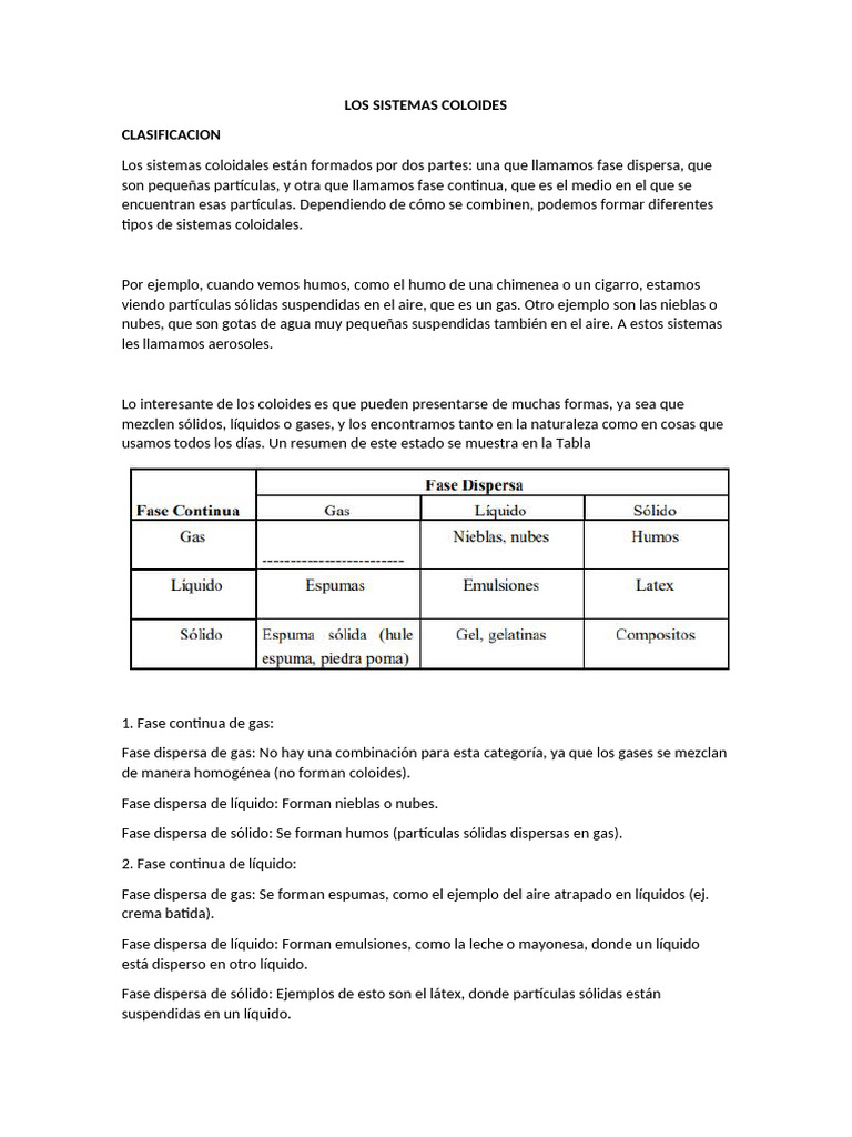 Los Sistemas Coloides | PDF
