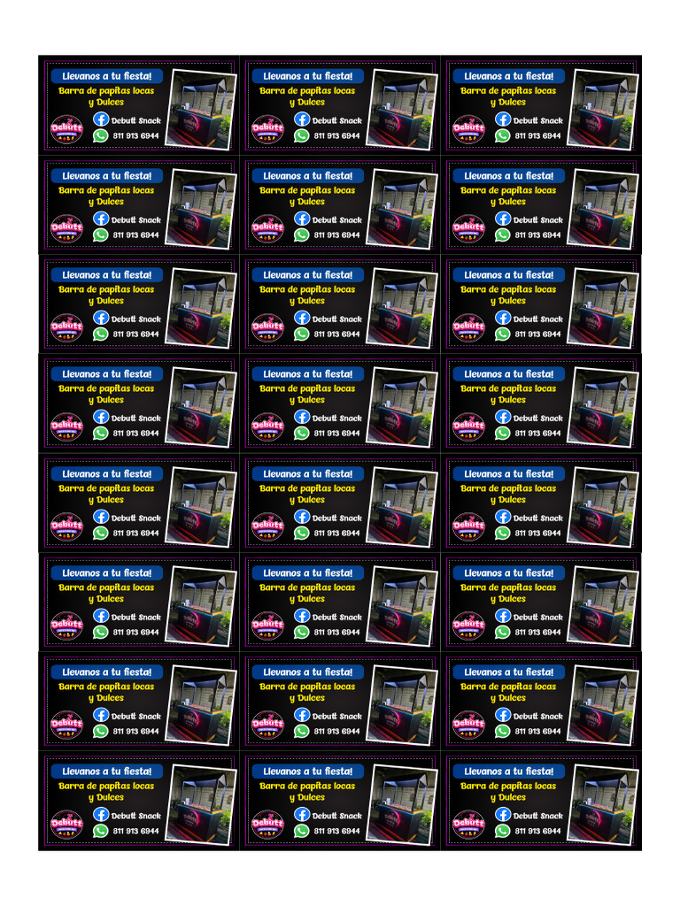 Tarjetas Debutt Tabloide | PDF