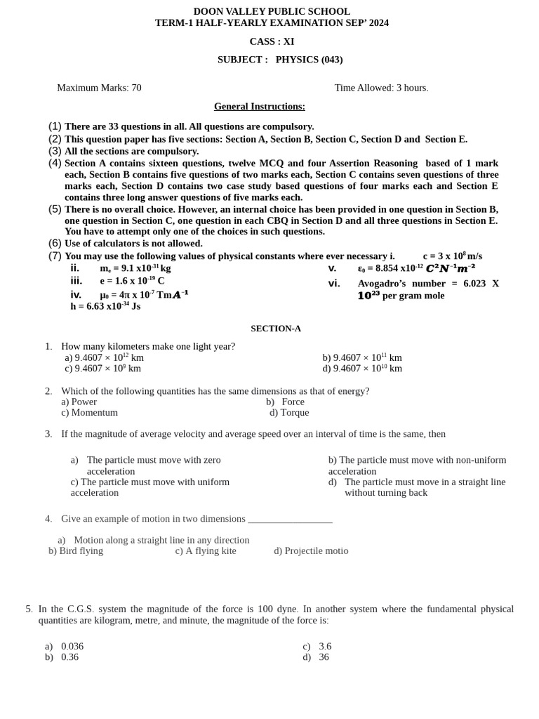 Class 11 Physics Dvps | PDF | Force | Acceleration