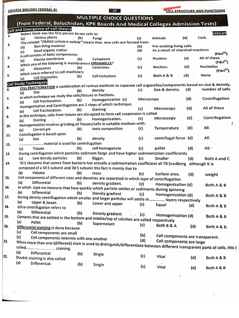 Bio CHP #1 MCQ'S | PDF