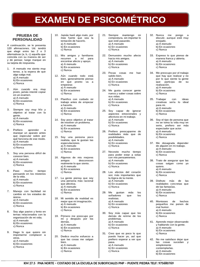 Examen de Psicometrico 12 de Abril | PDF | Hogar, jardinería y bricolaje