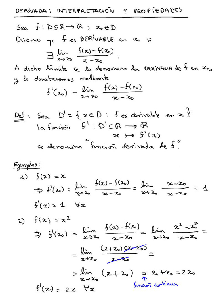 Tema 4 - Derivadas - Interpretación y Propiedades | PDF