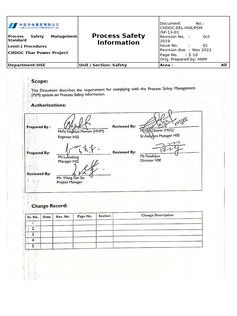 Process Safety Information Overview | PDF | Safety