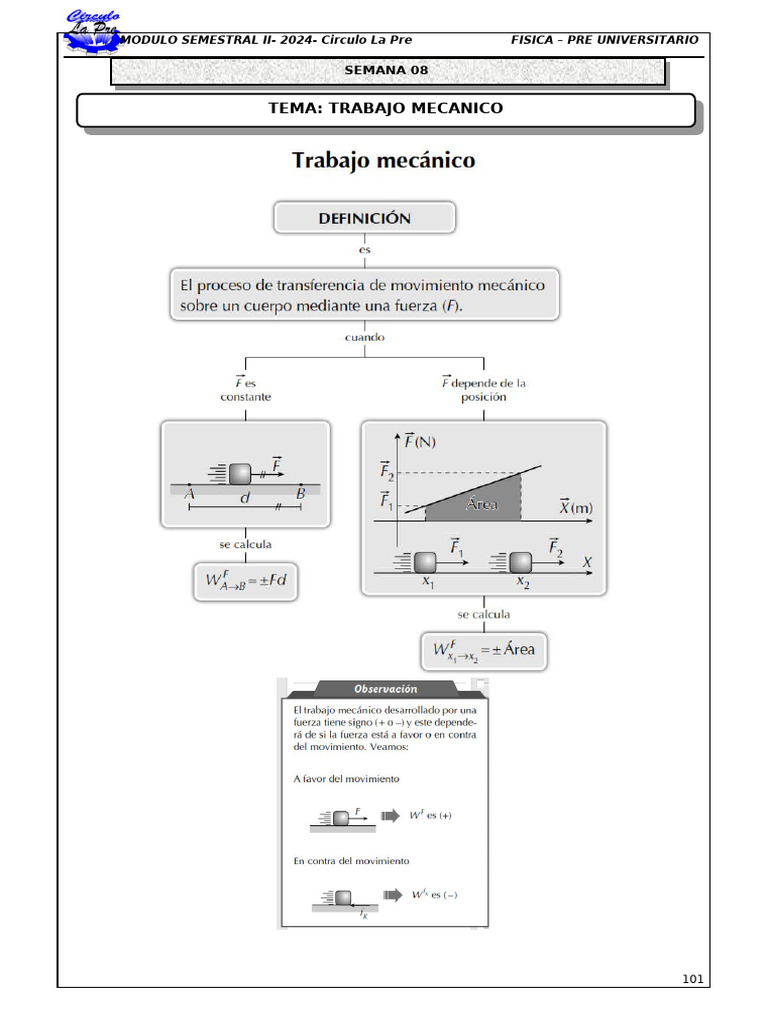 Separata 08 Semestral Ii - Agosto - Diciembre - Fisica 2024 (Trabajo Mecanico) | PDF | Fricción ...
