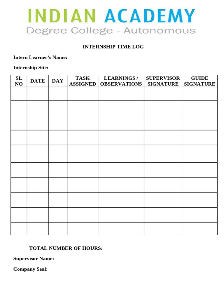 Internship Time Log | PDF