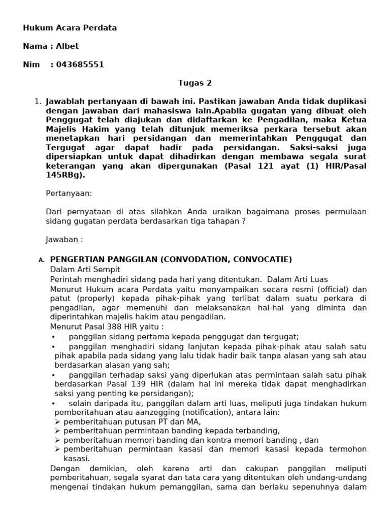 Tugas 2 Hukum Acara Perdata | PDF