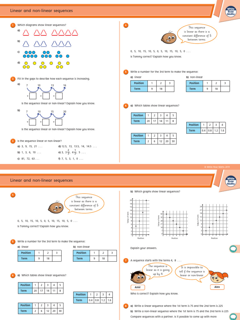 Y7 - Linear - Non Linear Sequences | PDF | Applied Mathematics ...