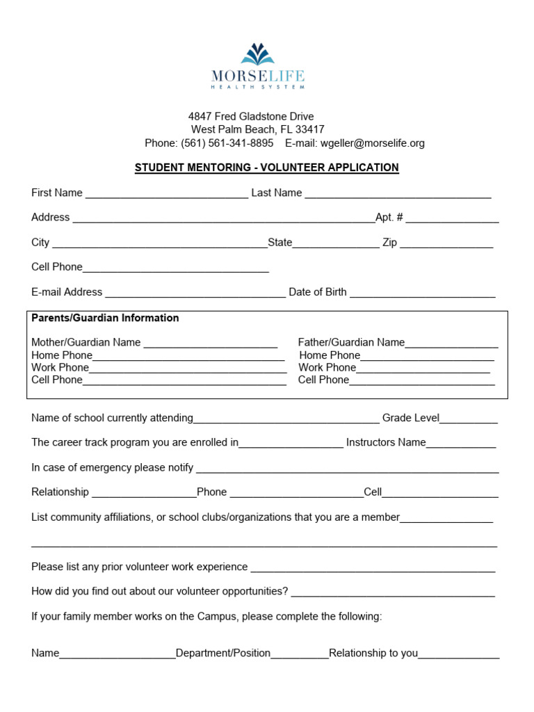 Student Volunteer Application Form | PDF | Career & Growth | Business