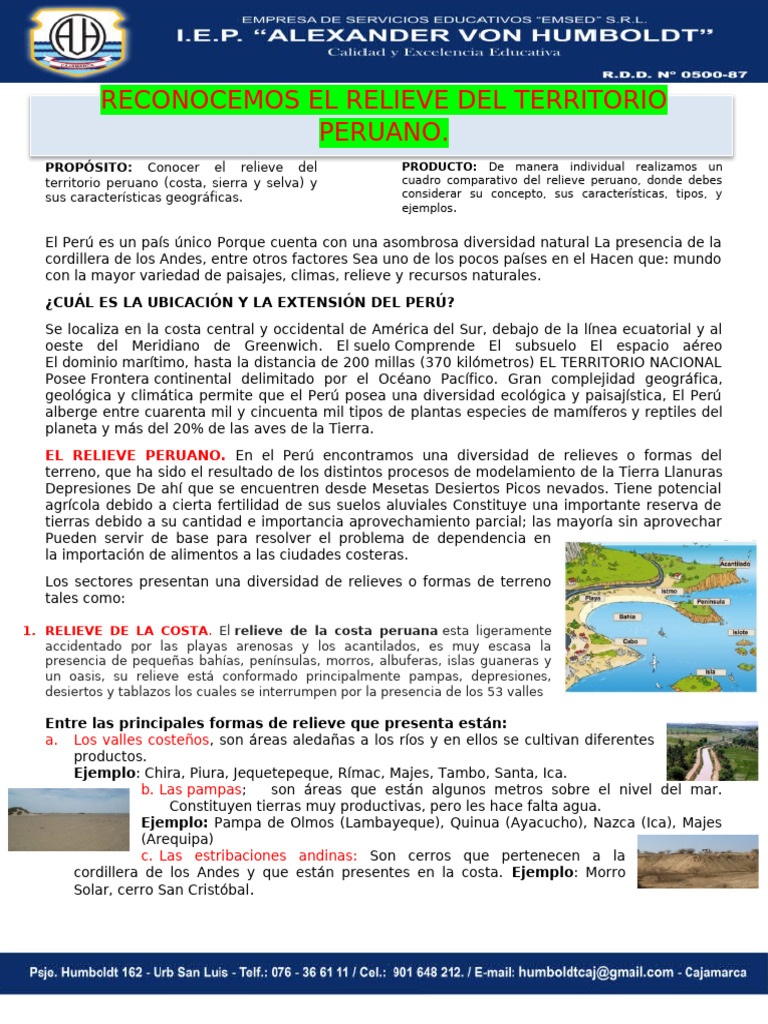 El Relieve Del Perú Costa Sierra y Selva | PDF | Perú | Andes