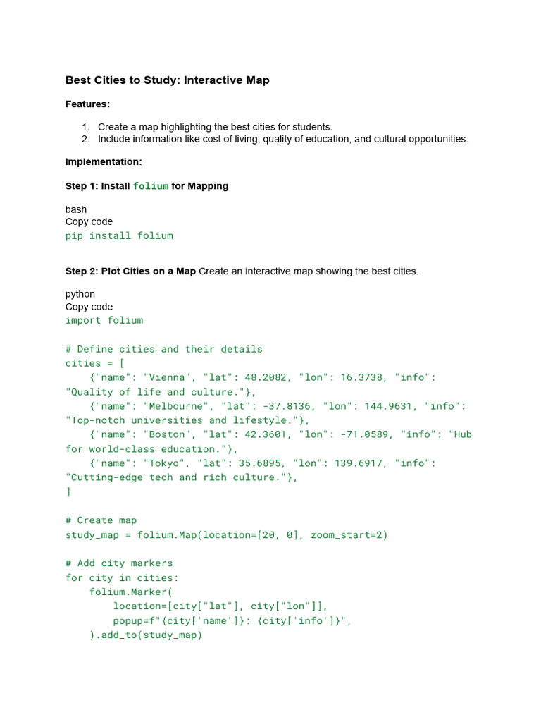 Best Cities To Study - Interactive Map | PDF | Computers