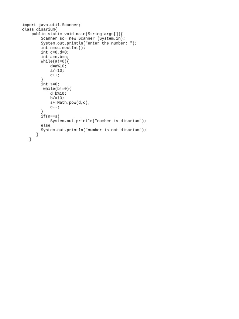 Check Disarium Number in Java | PDF