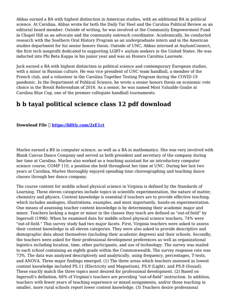 B B Tayal Political Science Class 12 PDF Download | PDF | Teachers ...