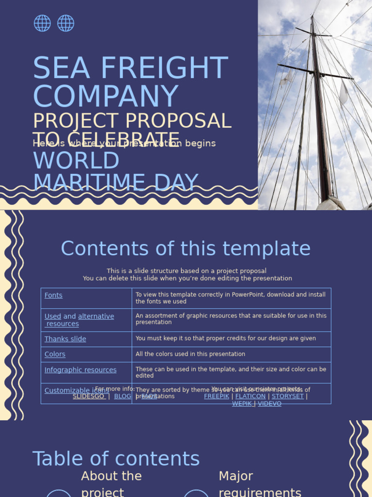 Sea Freight Company Project Proposal To Celebrate World Maritime Day by Slidesgo | PDF | Planets ...