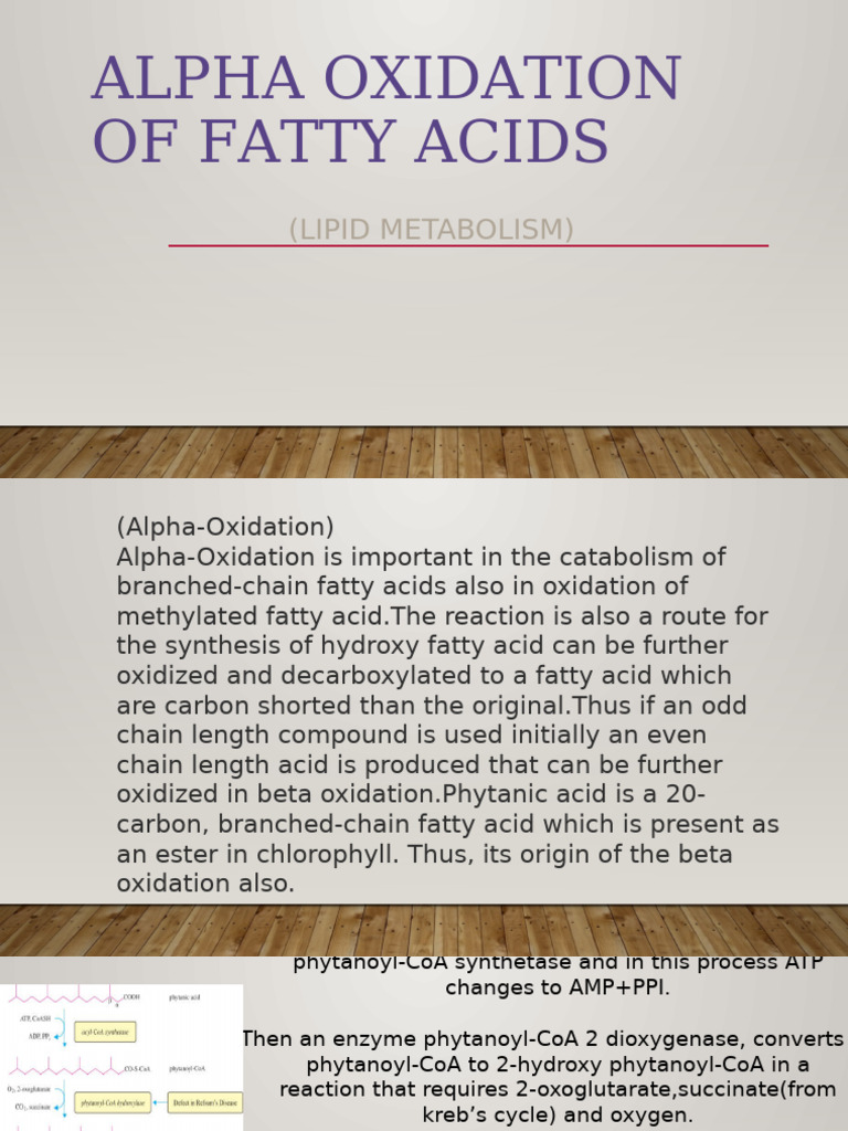 Alpha Oxidation of Fatty Acids | PDF | Science & Mathematics