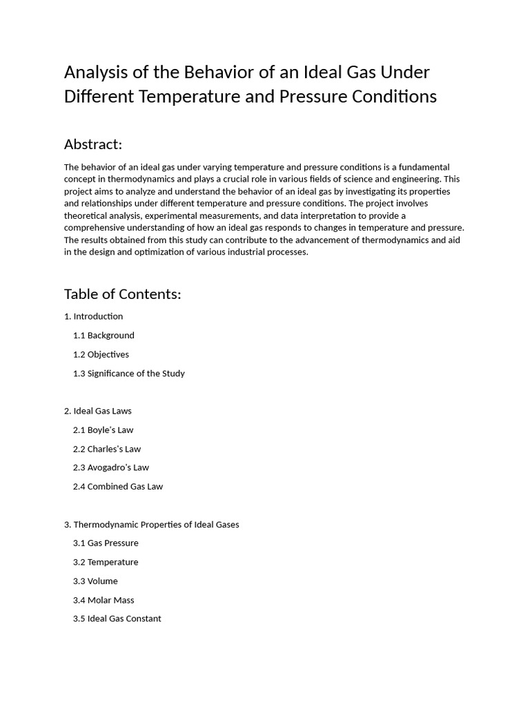 Physics Class 12 Project | PDF | Gases | Temperature