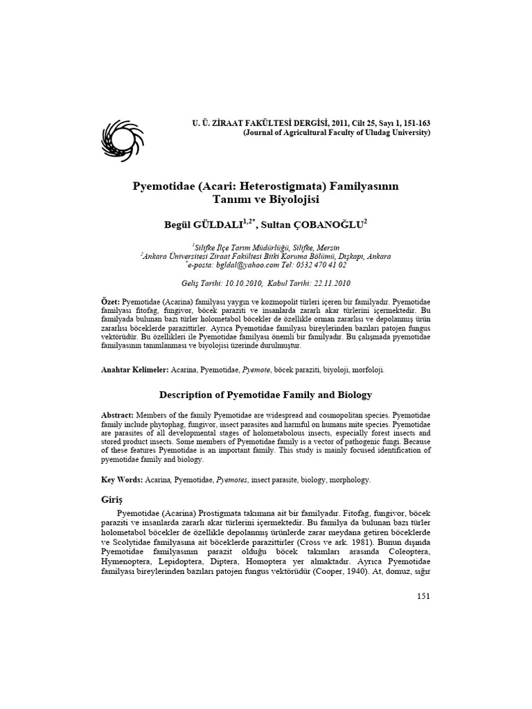 Pyemotidae (Acari - Heterostigmata) Familyası Araştırması | PDF