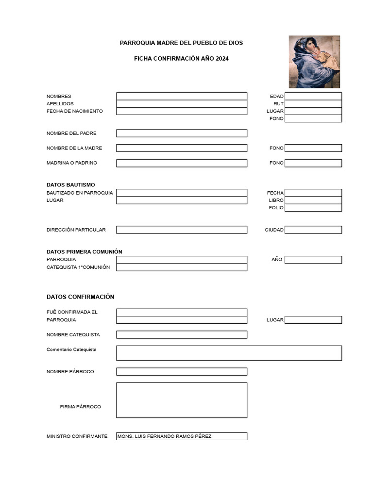 FICHA CONFIRMACION - Hoja 1 | PDF