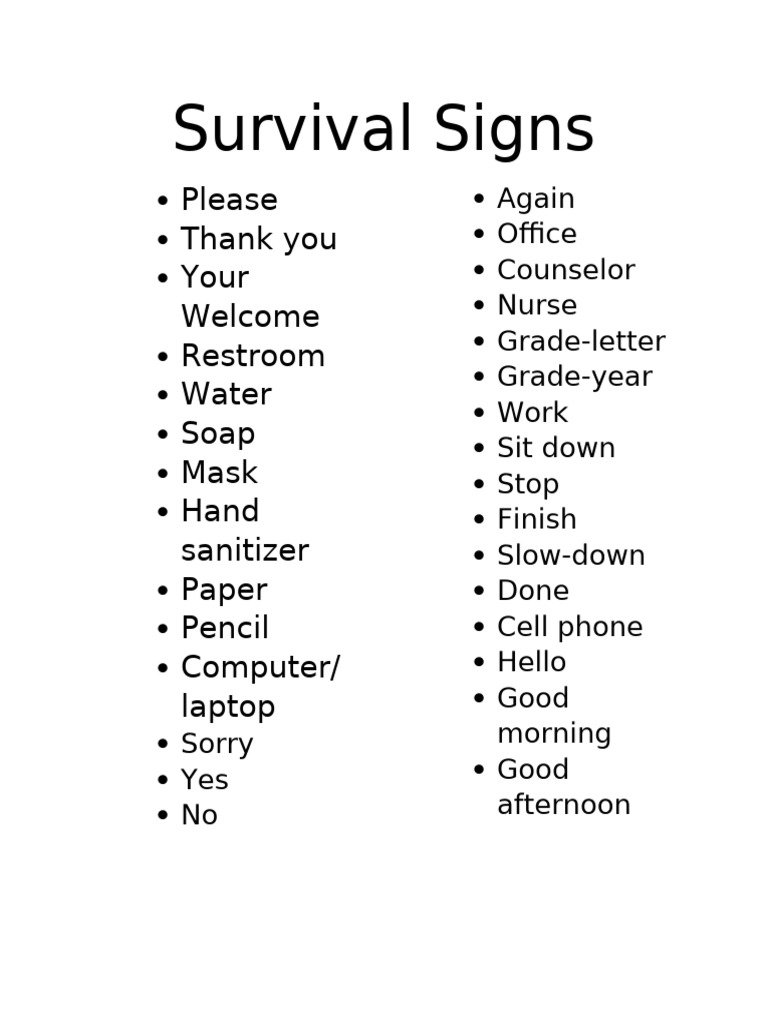 Survival Signs | PDF