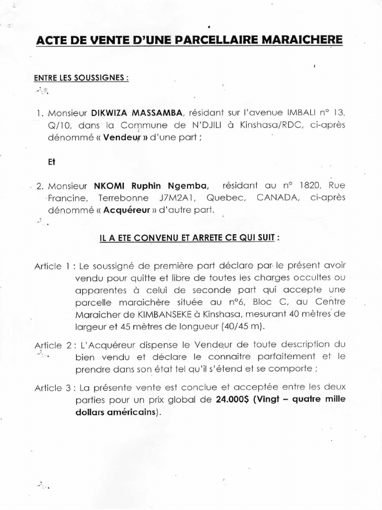 Acte de Vente | PDF