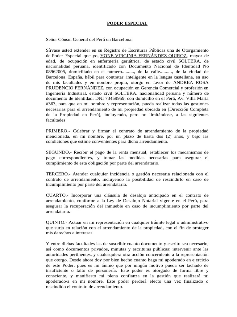 Poder Especial | PDF | Documento de identidad | Propiedad