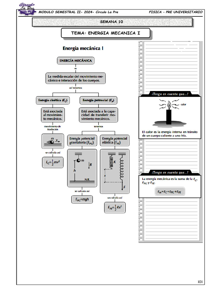 Separata 10 Semestral Ii - Agosto - Diciembre - Fisica 2024 (Energia) | PDF | Energía cinética ...