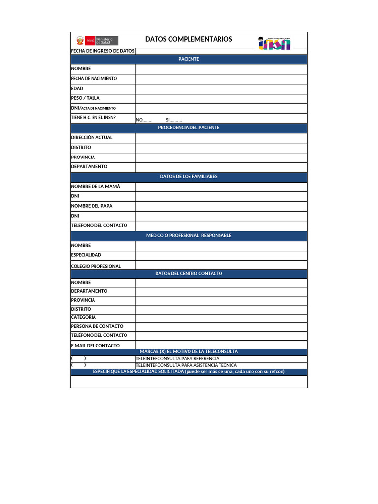 03 Datos Complementarios Del INSN Breña 2020 | PDF