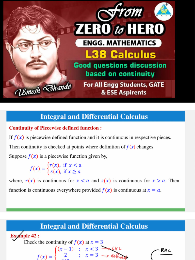 L38 Engg. Maths Calculus Good Questions Discussion Based On Continuity by UD Sir #Gate2025 | PDF