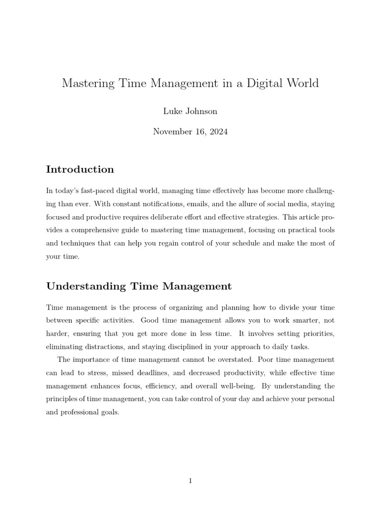 Mastering Time Management | PDF | Time Management | Professional Skills