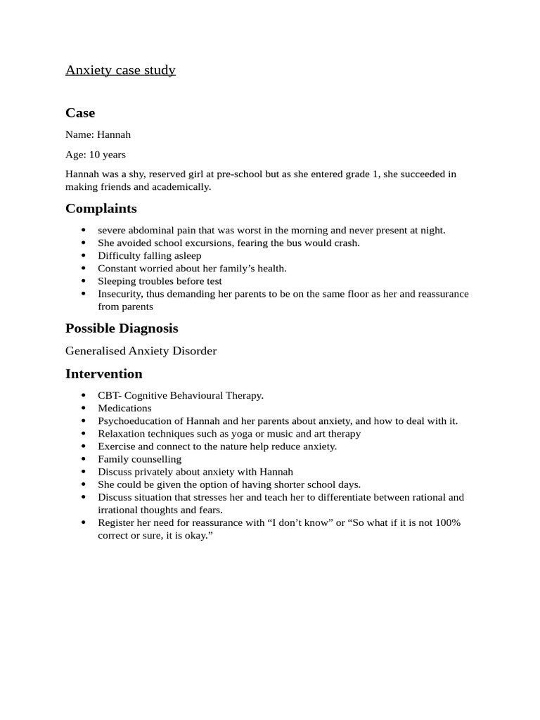 Anxiety Case Study | PDF