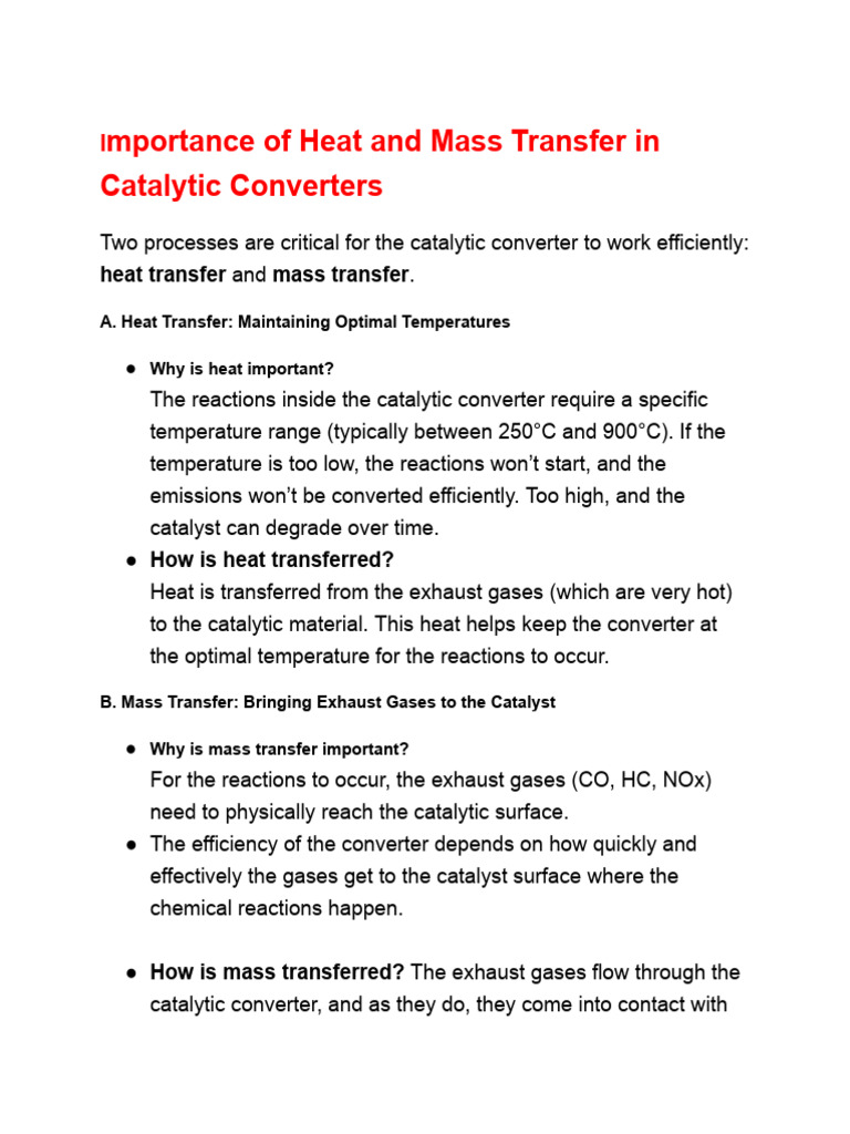 Heat & Mass Transfer in Catalytic Converters | PDF | Catalysis | Heat Transfer
