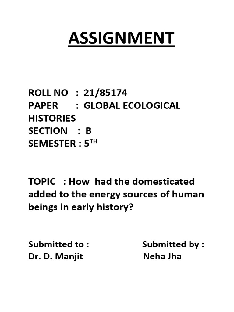 Assignment of Ecological | PDF | Domestication | Horses