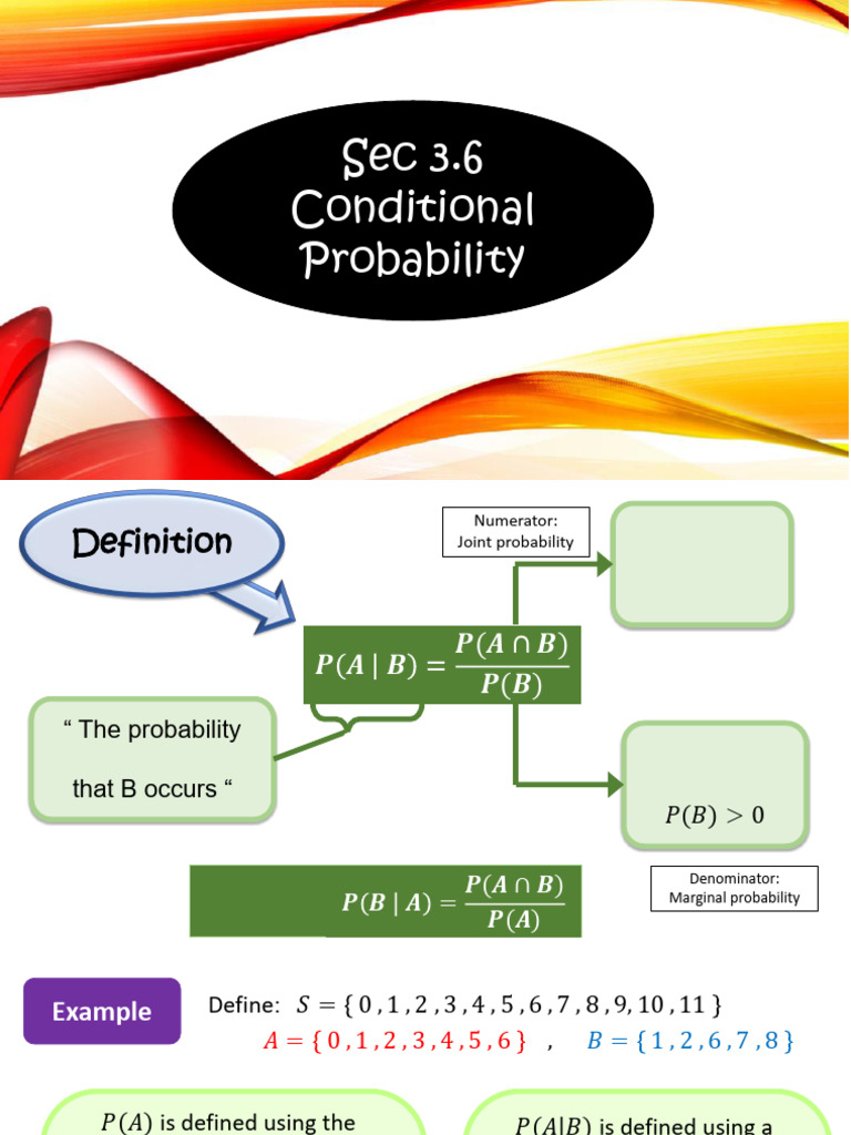Sec 3.6 - Part 1- Conditional Probability | PDF | Statistical Theory ...