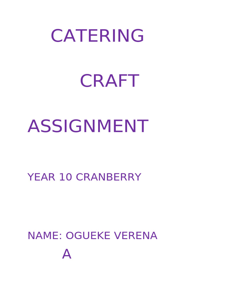 Catering Craft Assignment | PDF