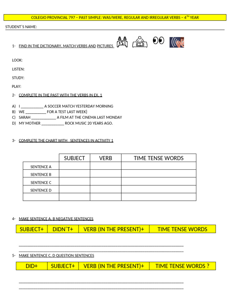 TPN 7 Simple Past - Semana 14 de Octubre Alumnos Incluidos | PDF