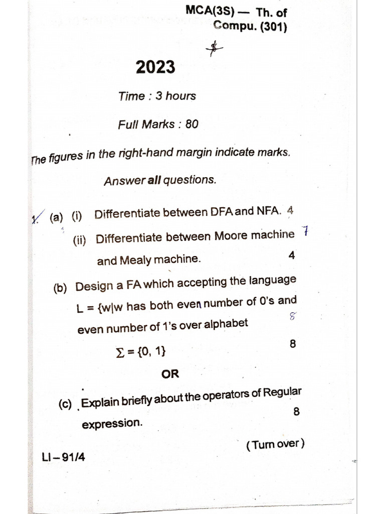 Mca 3rd Sem Question-1 | PDF